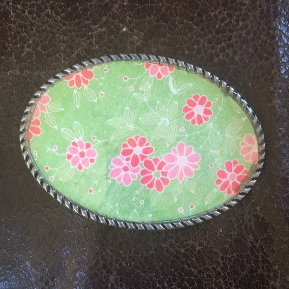 Accessories | Pink Green Floral Belt Buckle | Poshmark